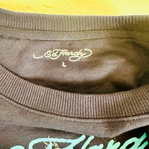 Ed Hardy | Tops | Don Ed Hardy Designs Fish Tattoo Signature Logo Crew ...